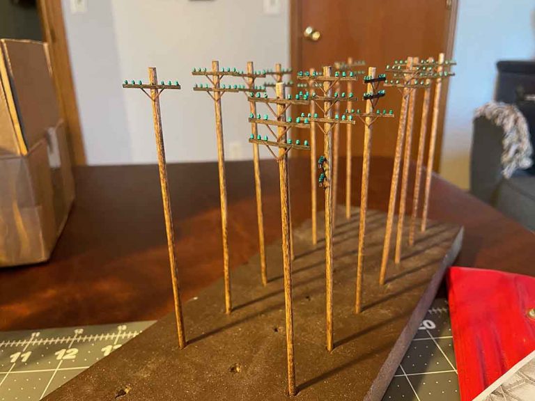 How to make HO scale utility poles with wires - Model railroad layouts ...